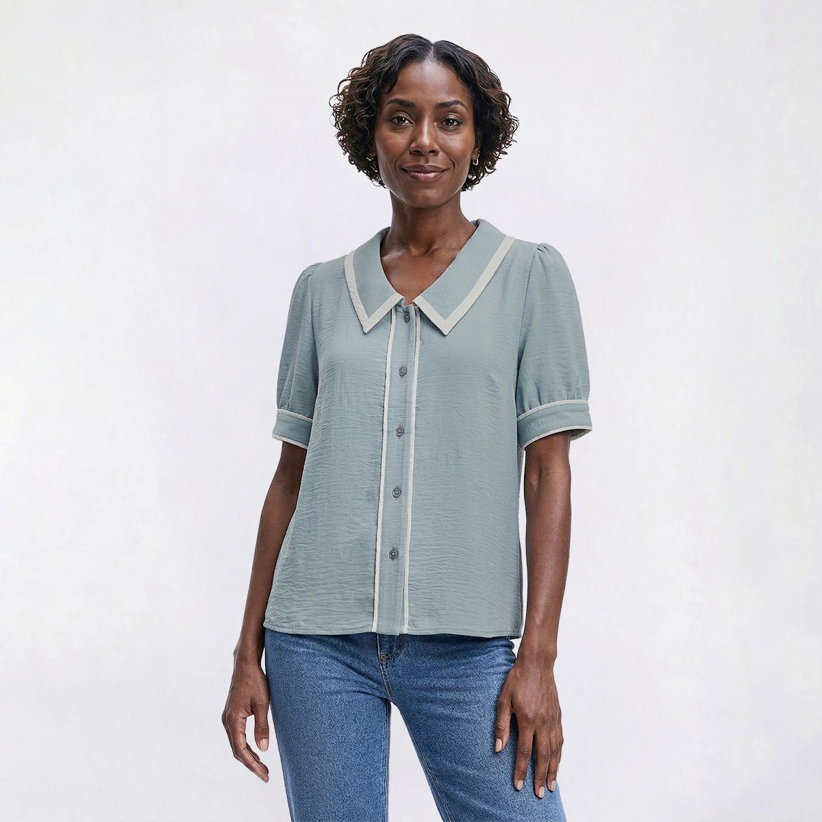 Click here for Womens Adrianna Papell Sailor Collar Airflow Butto... prices